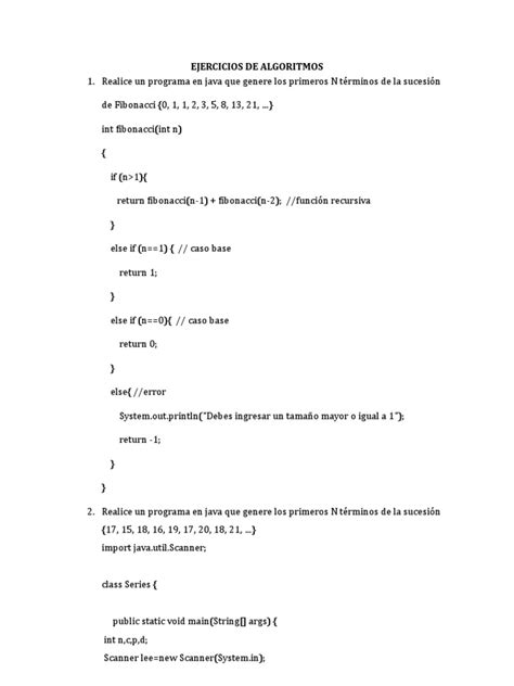 Ejercicios De Recursividad Pdf Java Lenguaje De Programación Aritmética