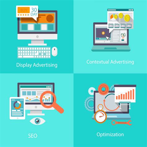 Search Engine Optimization Vector Illustration Display Advertising