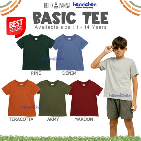 Jual Bohopanna Basic Tee 1 14 Tahun Tshirt Polos Kaos Warna Basic