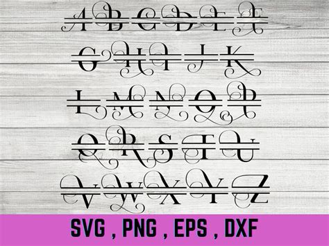 Split Monogram Svg Png Eps And Dxf Alphabets Fancy Script Monogram