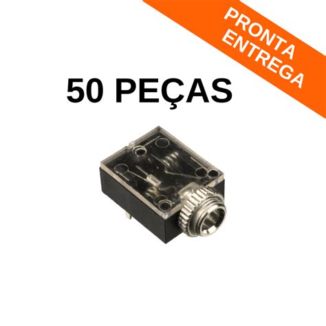 Kit 50 Peças Conector Jack J2 P2 Estéreo 3 5mm Com Rosca Para Pci Pj