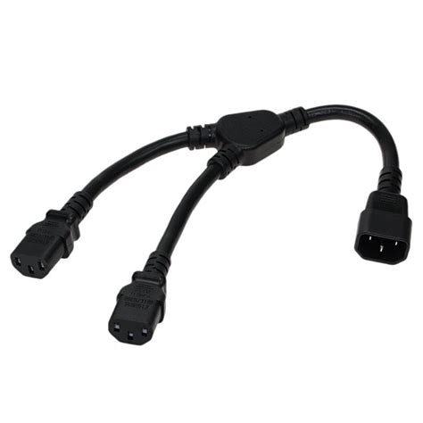 14 Awg C14 To C13 X2 Computer Power Extension Splitter Cord A Wide