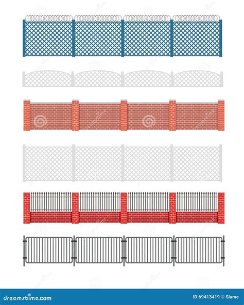 Fence Vector Illustration Brick Fence And Wood Fence Fence Around The