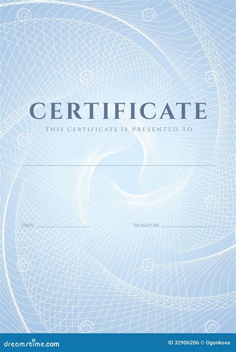Certificate Diploma Template Guilloche Pattern Stock Vector