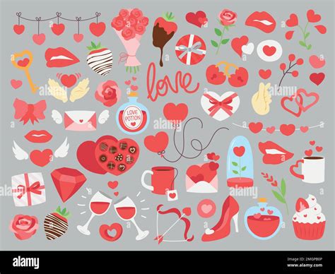 Collection Of Cute Simple Valentines Day Related Items And Objects
