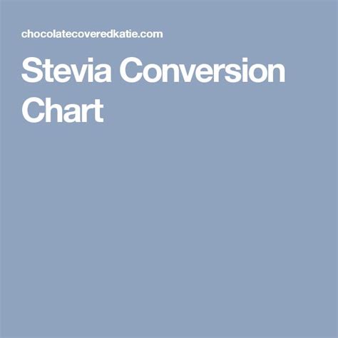 Stevia Conversion Chart For Sugar Substitution