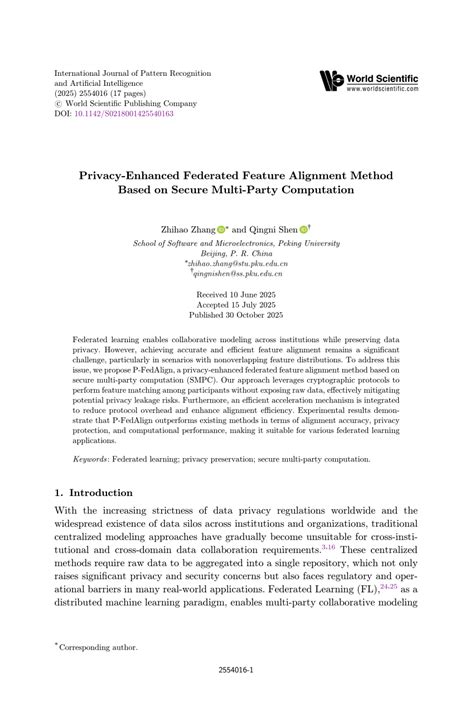 Privacy Enhanced Federated Feature Alignment Method Based On Secure Multi Party Computation