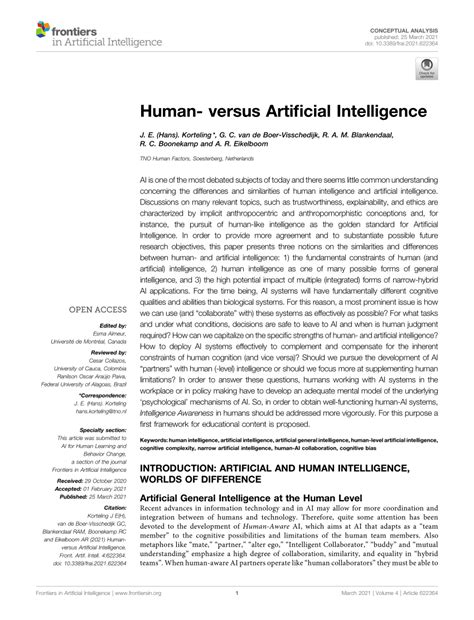 Pdf Human Versus Artificial Intelligence