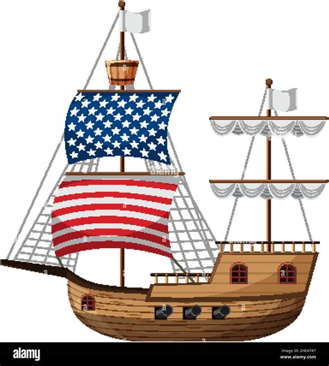 Isolated Fluyt Ship In Cartoon Style Illustration Stock Vector Image