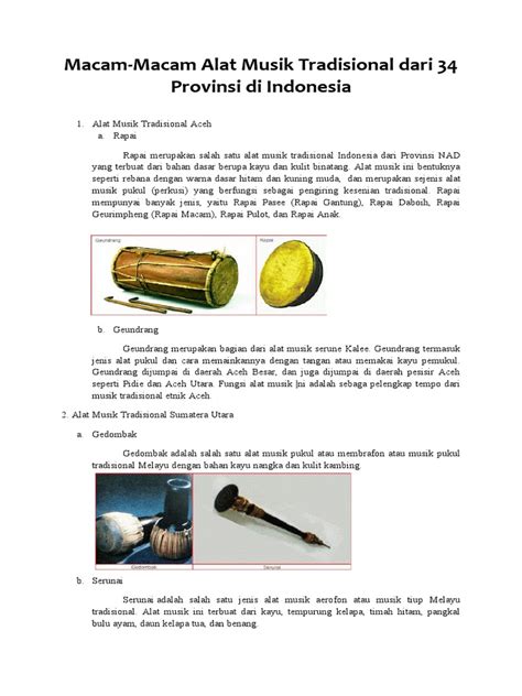 Alat Musik Tradisional Indonesia Pdf Seni And Disiplin Bahasa Seni