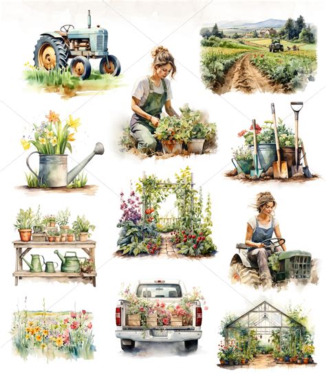 40 Watercolor Gardening Clipart Png Images Flower Farmer Clipart