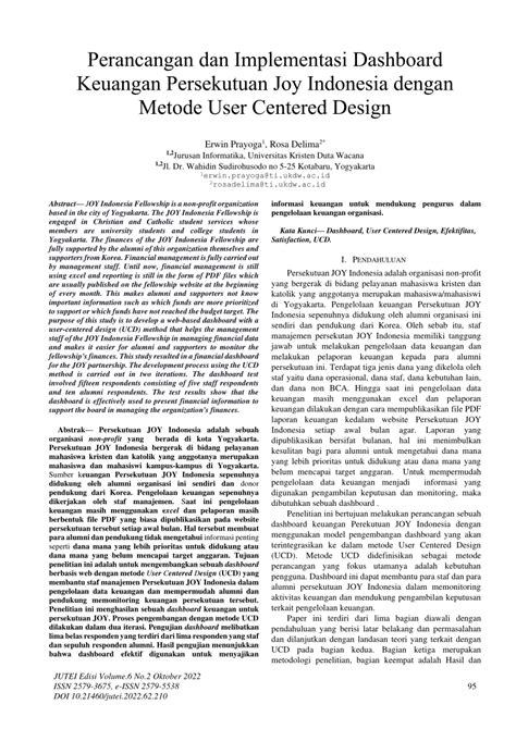 Pdf Perancangan Dan Implementasi Dashboard Keuangan Persekutuan Joy