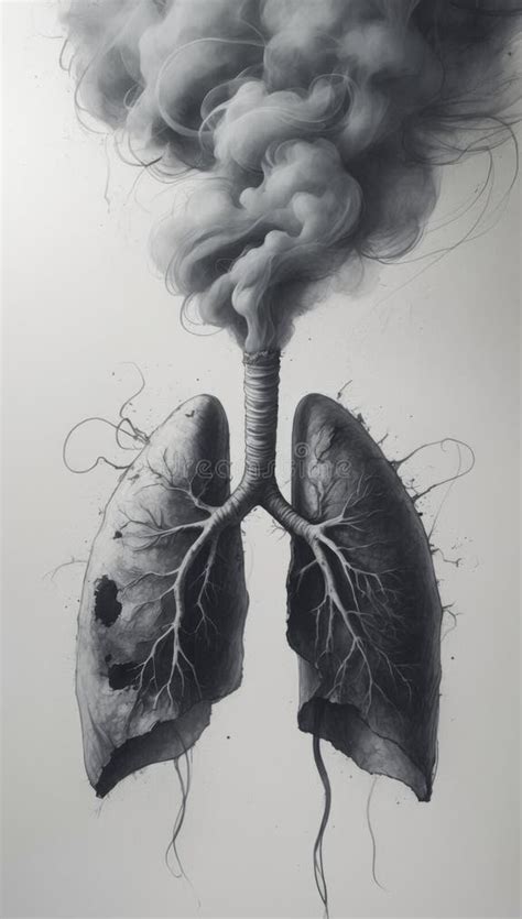 Smoke Damage Destroyed Lungs Illustration Stock Illustration