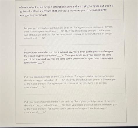 Solved When You Look At An Oxygen Saturation Curve And Are
