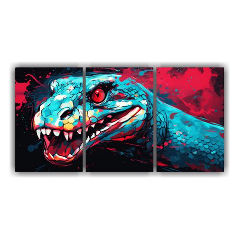 Cuadro Python Rojo Y Turquesa Neo Pop Art ¡compra Ahora Decocuadros