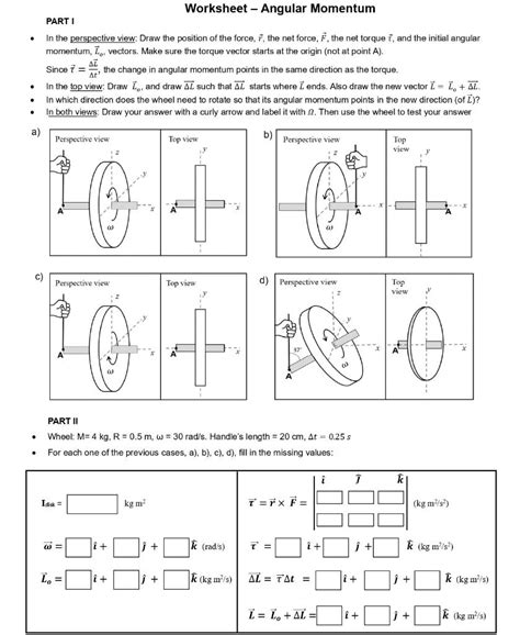 Solved Worksheet Angular Momentum PARTI In The Chegg