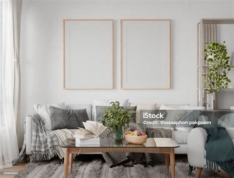 모형 포스터 나무 프레임 빈 그림 거실 정면보기 요소 내부 수직 벽에 일러스트레이션 3d 렌더링 0명에 대한 스톡 사진 및 기타 이미지 Istock