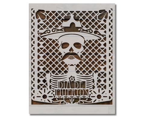 Papel Picado Dia De Muertos Day Of The Dead Stencil Template Reusable 8