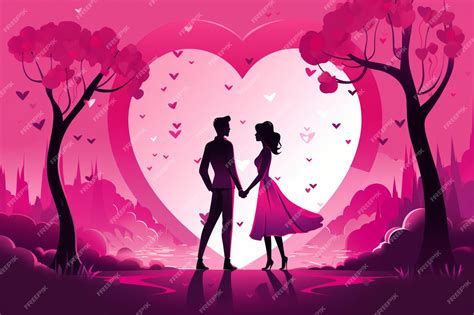 Premium Vector Romantic Couple On Love Heart Background