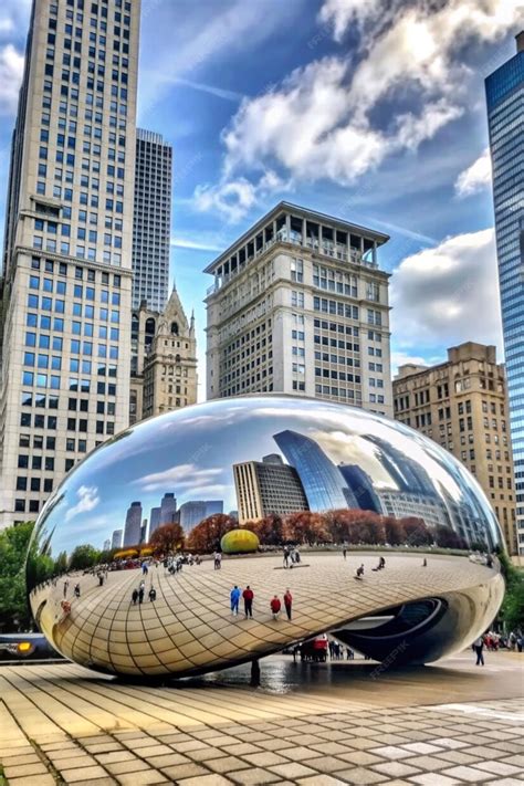 Premium Photo Iconic Reflection The Chicago Bean In Millennium Park