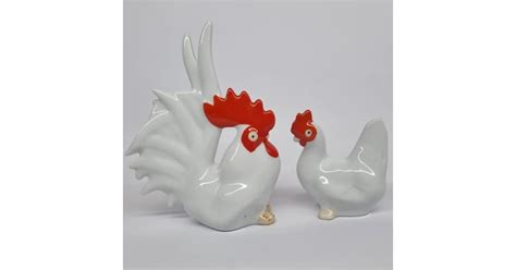 Cocos Si Gaina Set Bibelouri Portelan Romanesc Vechi Vintage Arhiva Okaziiro