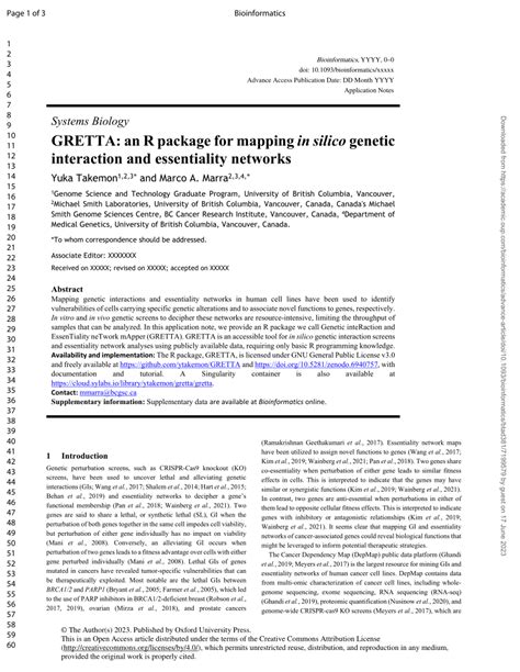 Pdf Gretta An R Package For Mapping In Silico Genetic Interaction