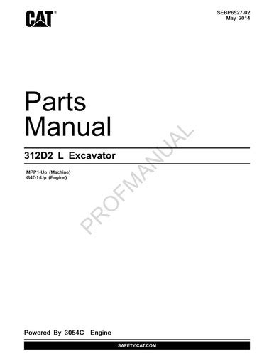 Caterpillar Cat 312d2 L Excavator Parts Catalog Manual Ser Mpp1 Up G4d1