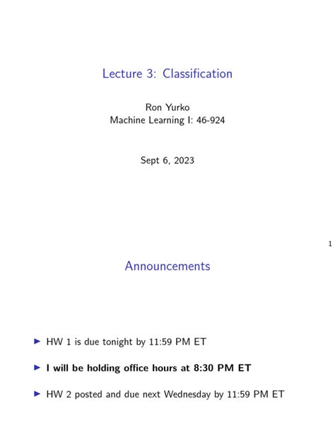 Lecture 3 Classification Pdf Support Vector Machine Statistical