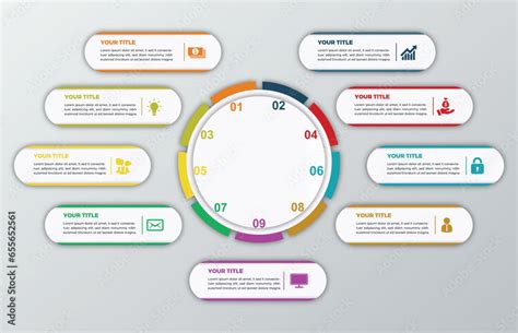 9 list of steps layout diagram with number of sequence circular
