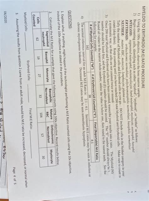 R Myeloid To Erythroid M E Ratio Procedure 1 Using