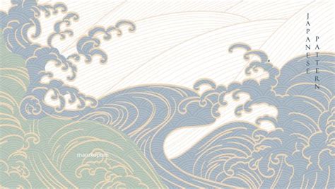 Japanese Background Hand Draw Wave Decoration Stock Vector Royalty