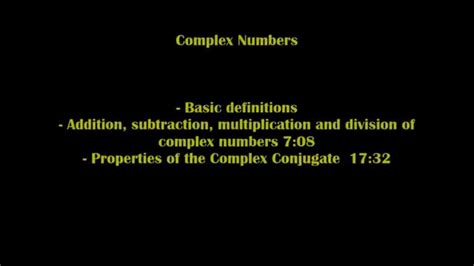 Lecture Complex Numbers Introduction YouTube