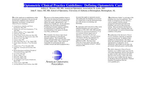 pdf optometric clinical practice guidelines defining optometric care