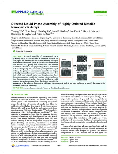 Pdf Directed Liquid Phase Assembly Of Highly Ordered Metallic