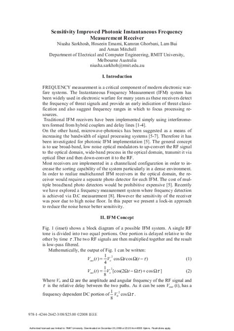 Pdf Sensitivity Improved Photonic Instantaneous Frequency Measurement Receiver