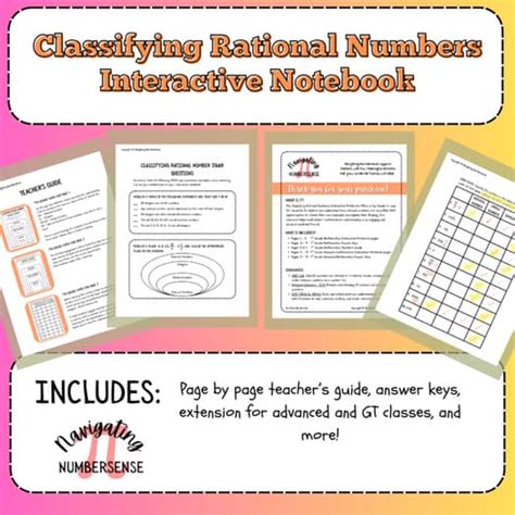 7th Grade Math Classifying Rational Numbers Interactive Workbook