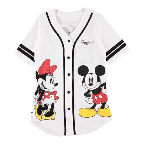 Disney Ladies Mickey Mouse Baseball Jersey Classic Printed Mickey