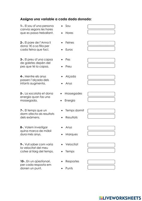 Variable Independent Vs Variable Dependent Worksheet Live Worksheets