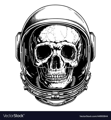 Human Skull Astronaut Helmet Sketch Royalty Free Vector