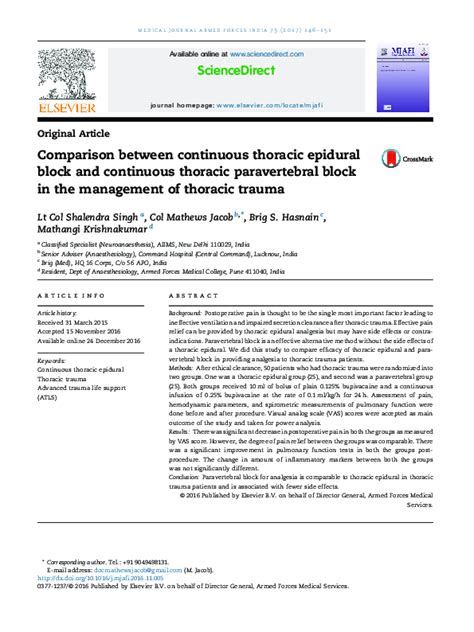 Pdf Comparison Between Continuous Thoracic Epidural Block And Continuous Thoracic