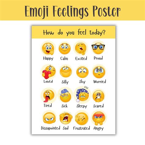 Quadro De Emoções Pôster De Emoções Com Emojis Hoje Eu Me Sinto Como