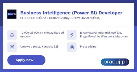 Oferta Pracy Business Intelligence Power Bi Developer Cloudfide SpÓŁka Z OgraniczonĄ