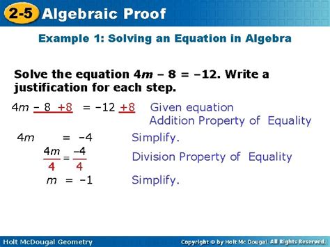 2 5 Algebraic Proof Warm Up Solve Each