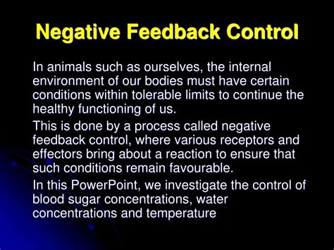 Ppt Homeostasis And Negative Feedback Control Powerpoint Presentation Id 364665