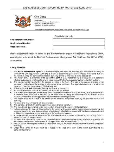 Fillable Online Basic Assessment Report Pdf Free Download Fax Email