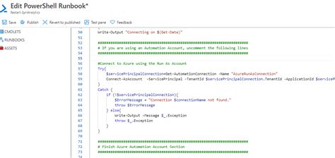 Azure Automation Account And Runbooks To Restart Synapse Analytics