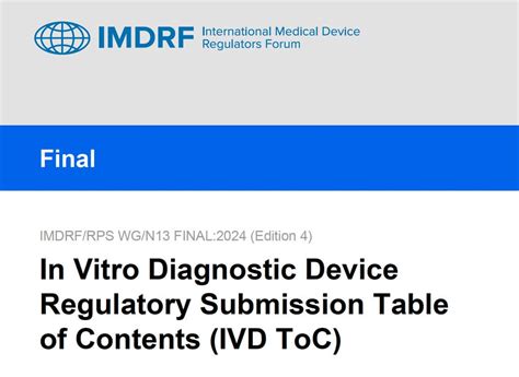 Harmonized Structure For Ivd Regulatory Submissions