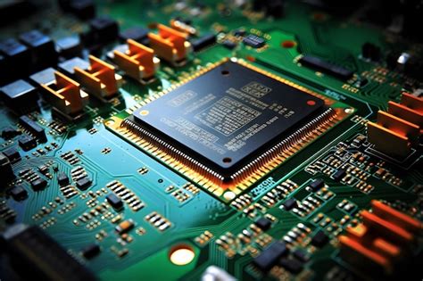 Highresolution Closeup Image Of A Complex Cpu Motherboard With Its