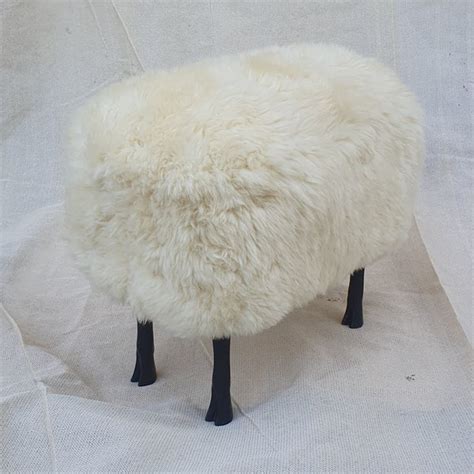 Fluffy White Footstool Etsy