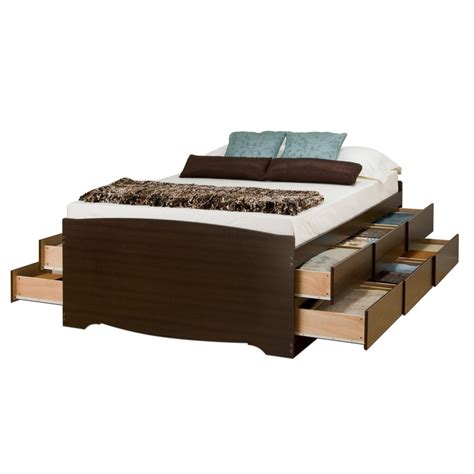 Shop Prepac Furniture Captains Espresso Queen Platform Bed With Storage
